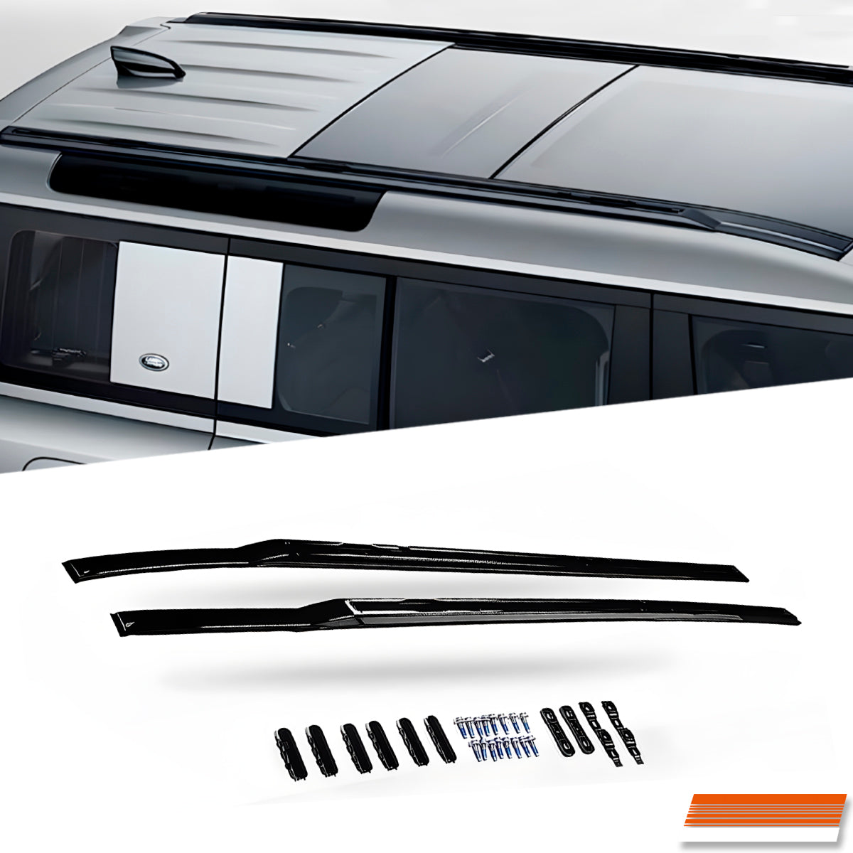 Gloss Black Side Roof Rack Rail BodyKit for Land Rover Defender L663 1