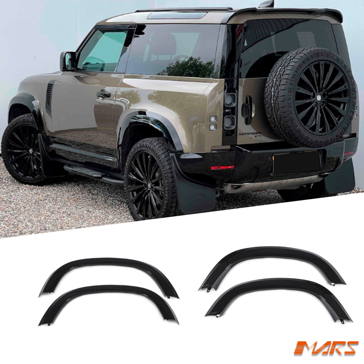 Gloss Black Wheel Arches Extensions Fender Flares for Land Rover Defen