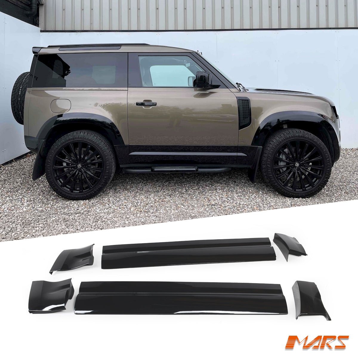 Gloss Black Side Door Moulding Skirts Trim Bodykit for Land Rover Defe